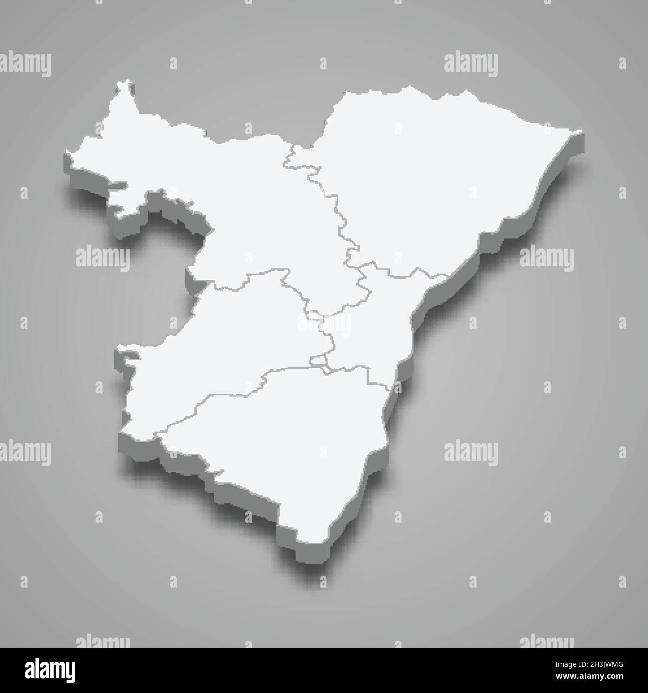 3d isometric map of Bas-Rhin is a department in France, vector ...