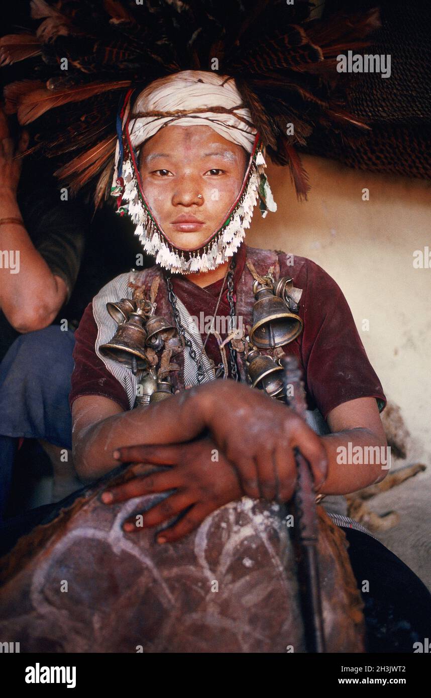 Nepal, Rukum area, Kham Magar ethnic group shaman Stock Photo - Alamy