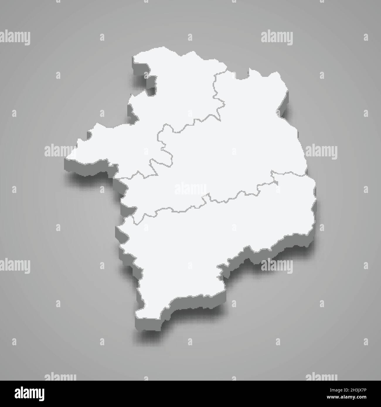 3d isometric map of Cher is a department in France, vector illustration ...