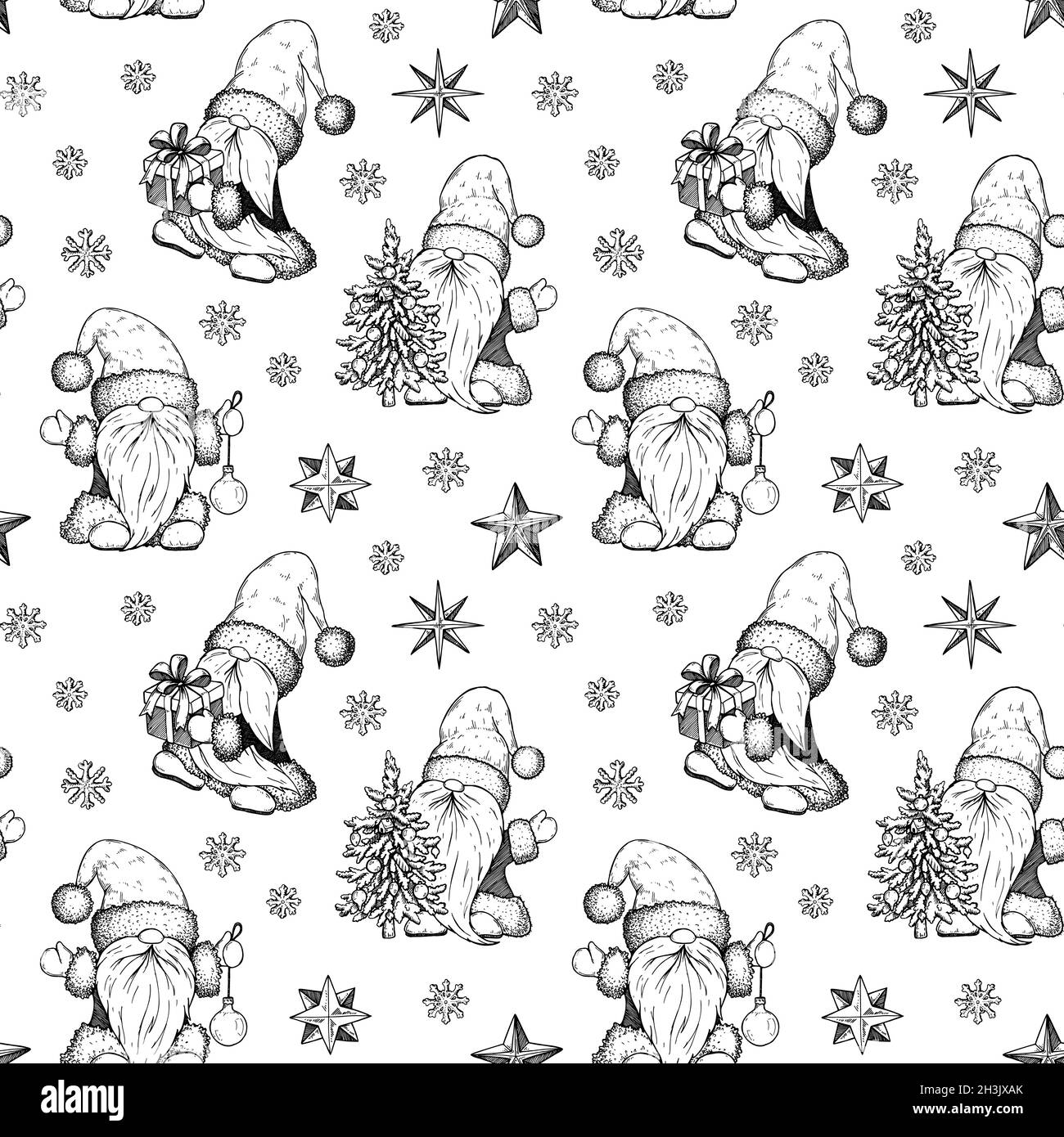 New year background gnome Black and White Stock Photos & Images - Alamy