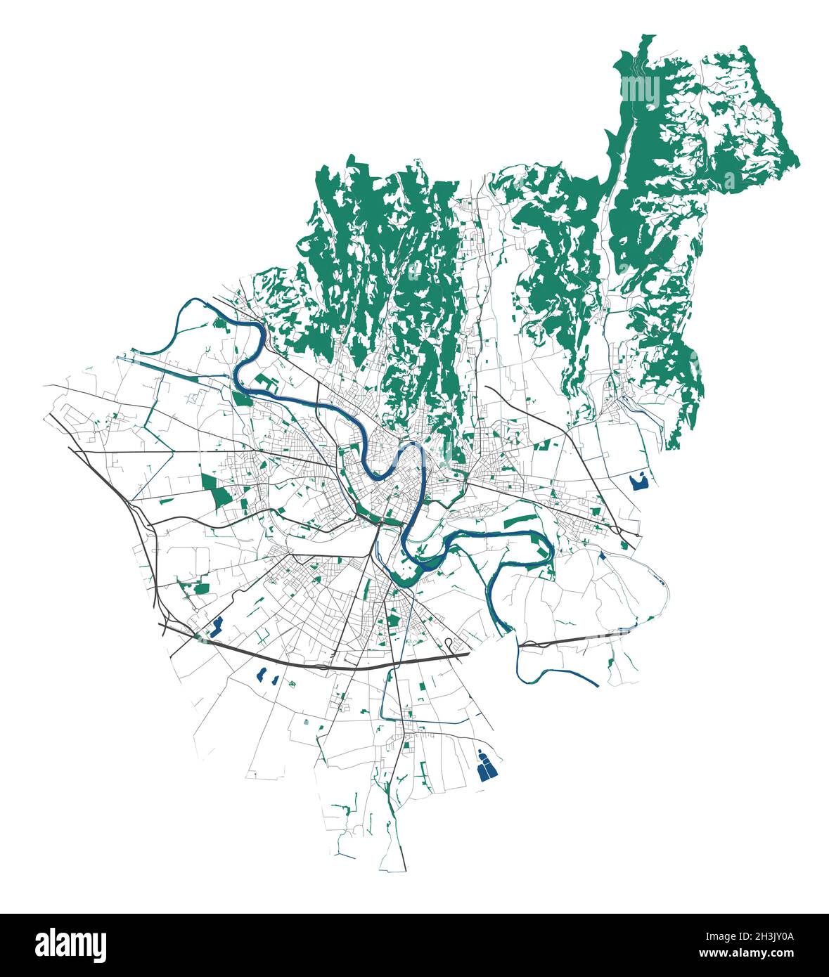 Verona vector map. Detailed map of Verona city administrative area ...
