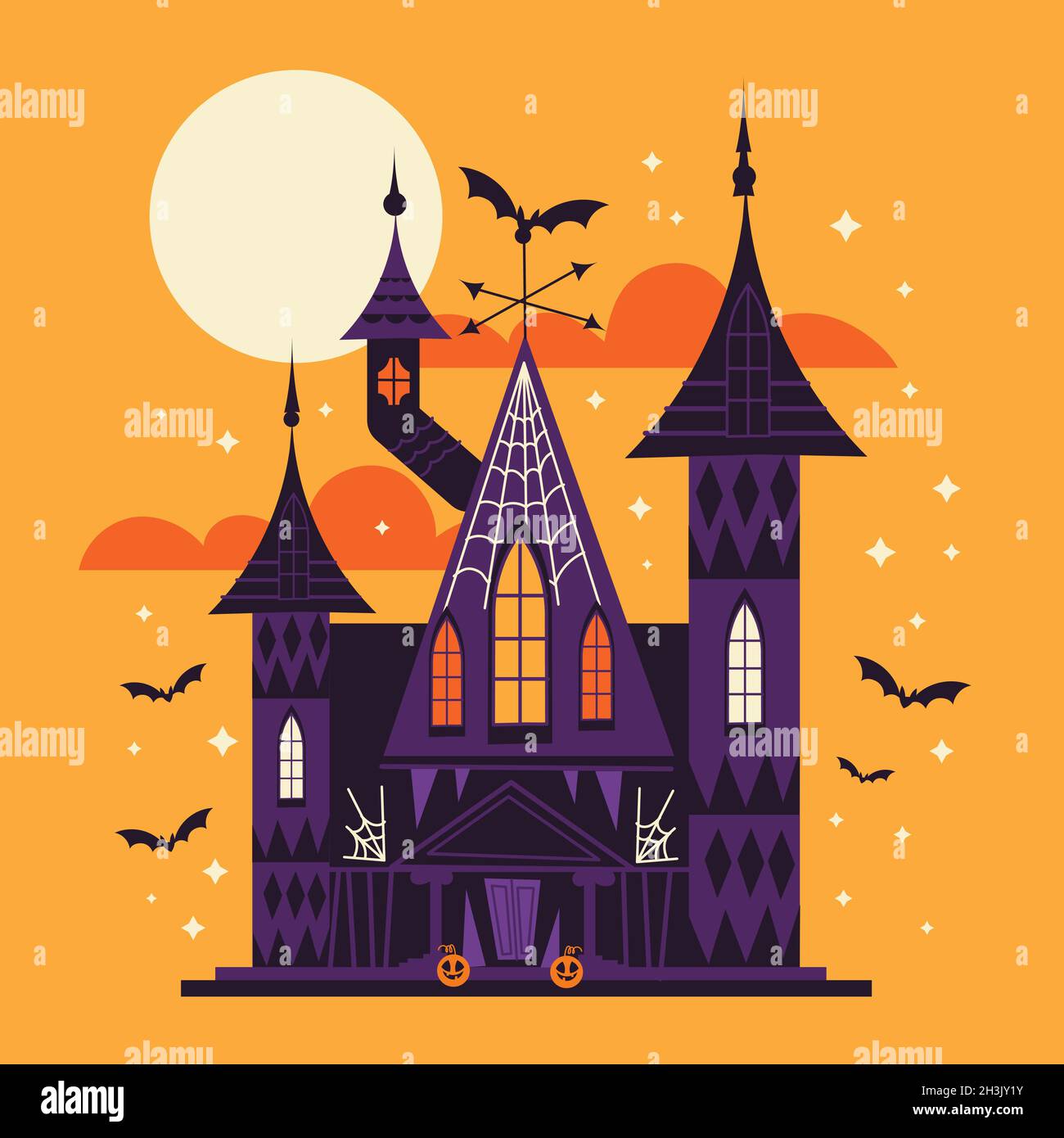 flat halloween house vector design illustration Stock Vector Image ...