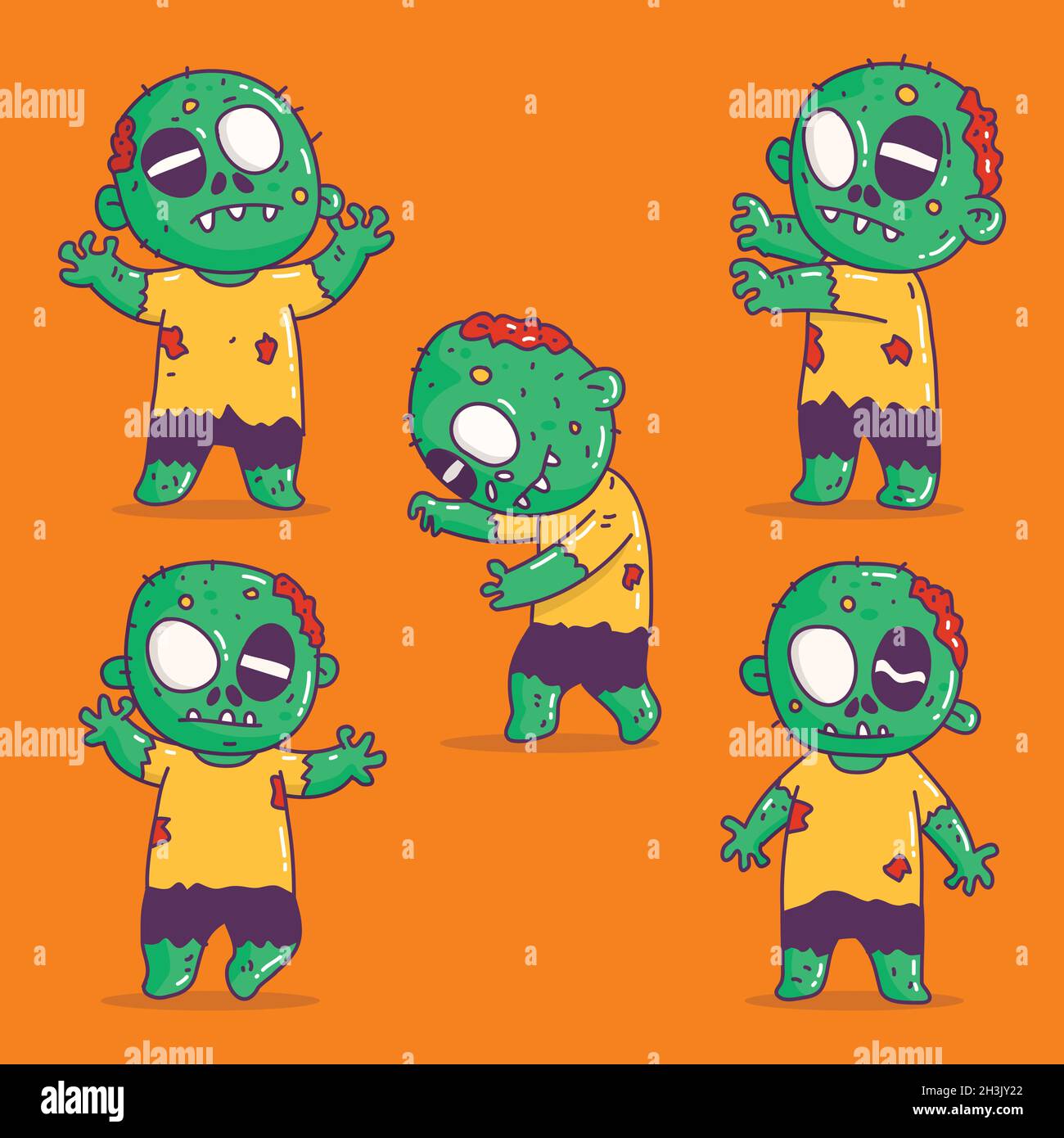 hand drawn halloween zombies collection vector design illustration ...