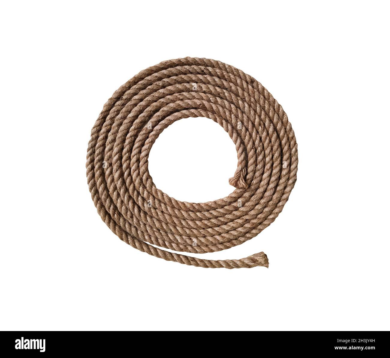 Rough natural rope string on white background Stock Photo - Alamy