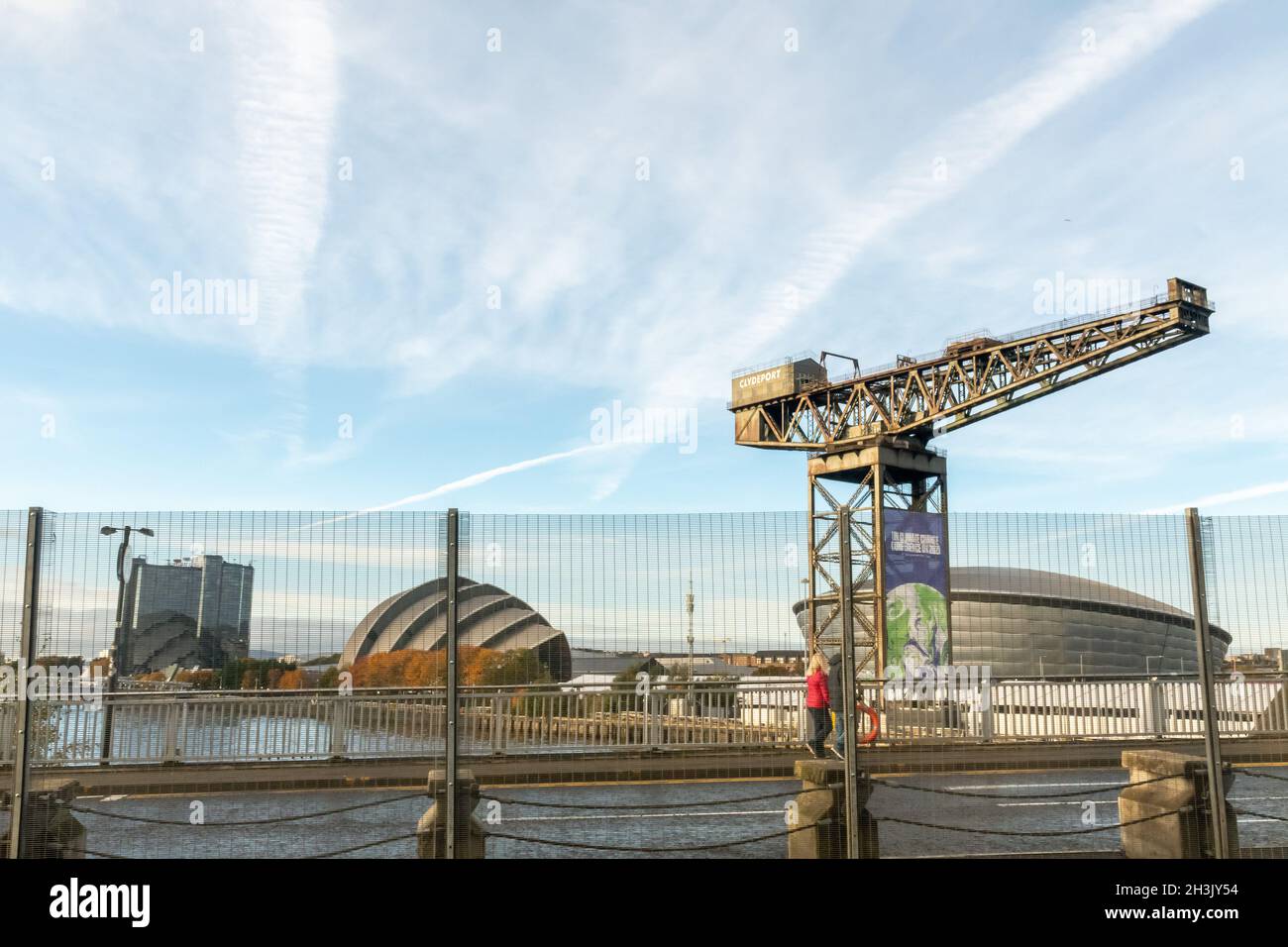 The Blue Zone venues behind the steel security perimeter fence at COP26 ...