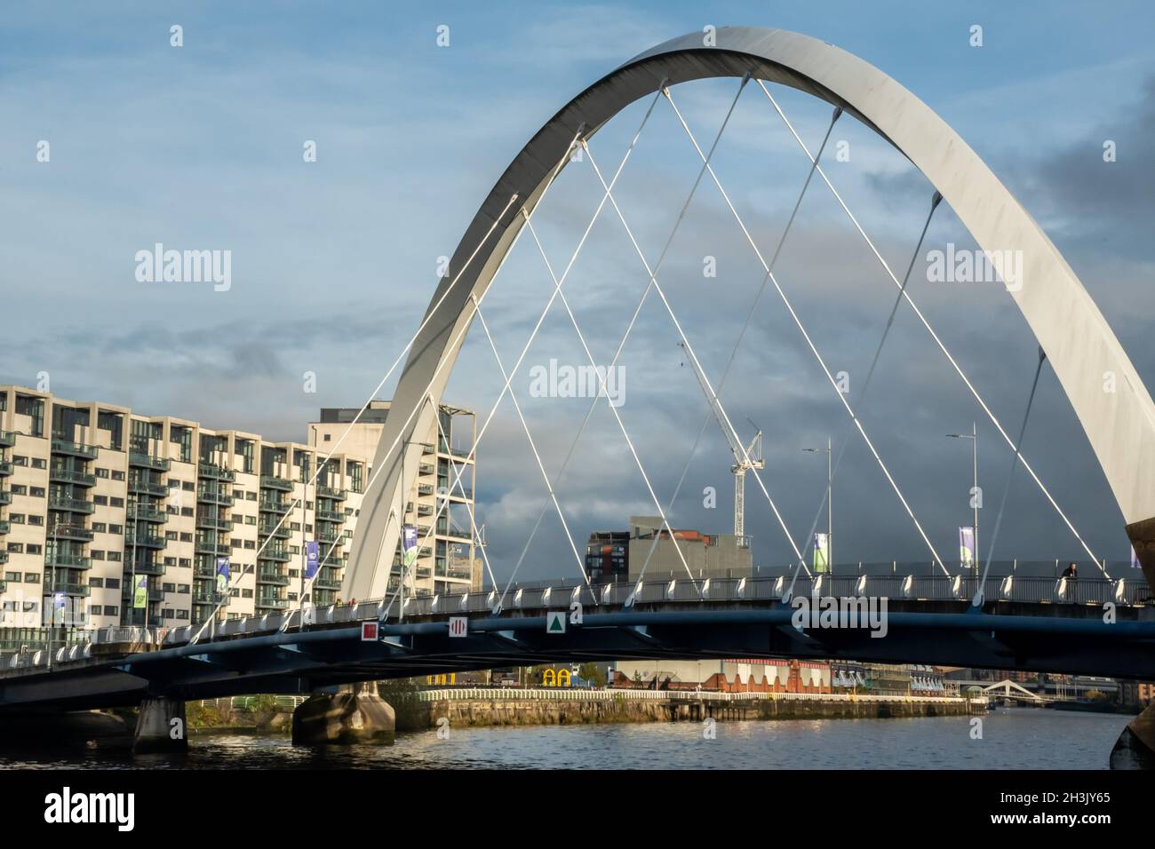 The Clyde Arc on the River Clyde late on a sunny afternoon as Glasgow ...