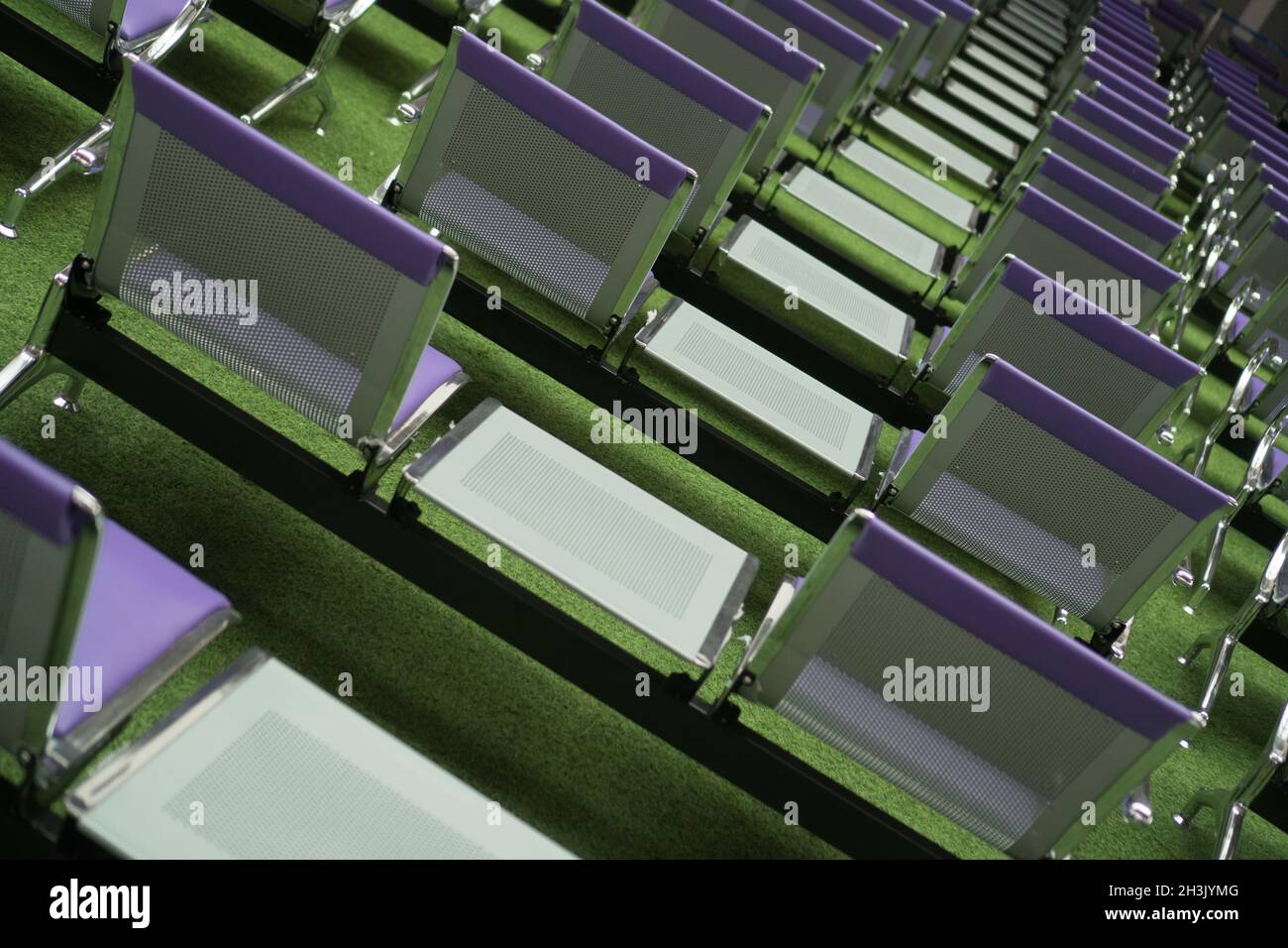 Chairs set for an outdoor event Stock Photo - Alamy