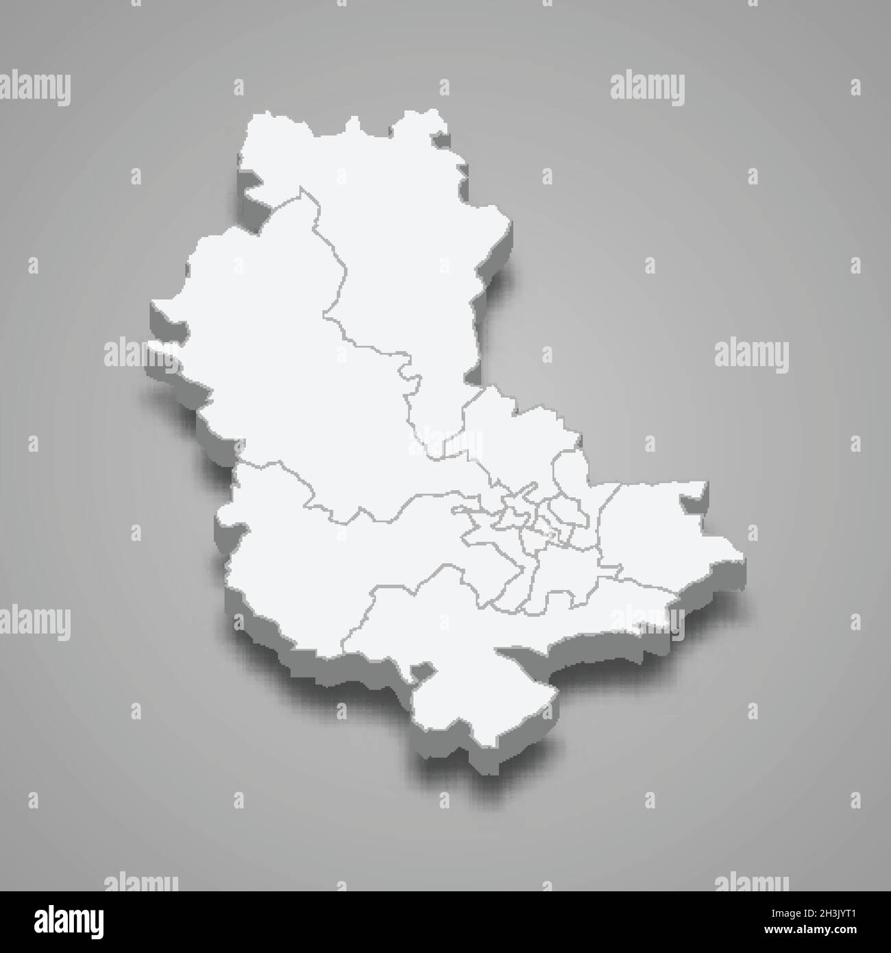 3d isometric map of Rhone is a department in France, vector ...