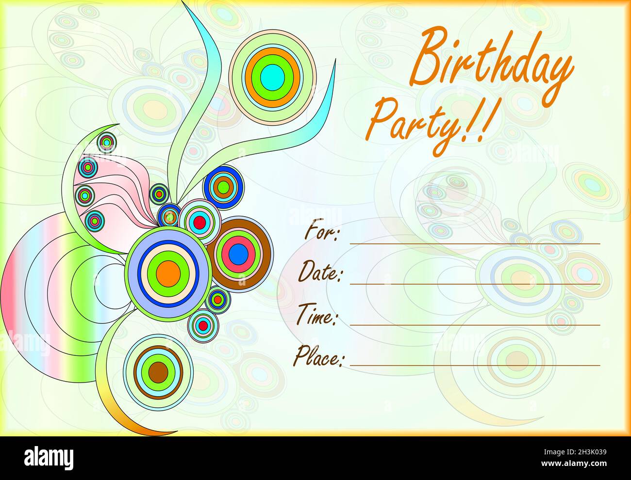 colorful birthday party invitation for kids with empty lines for text ...