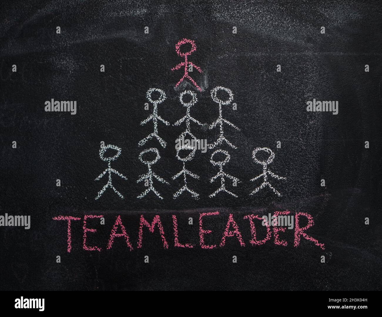 Human team pyramid and teamleader word on black chalkboard Stock Photo ...