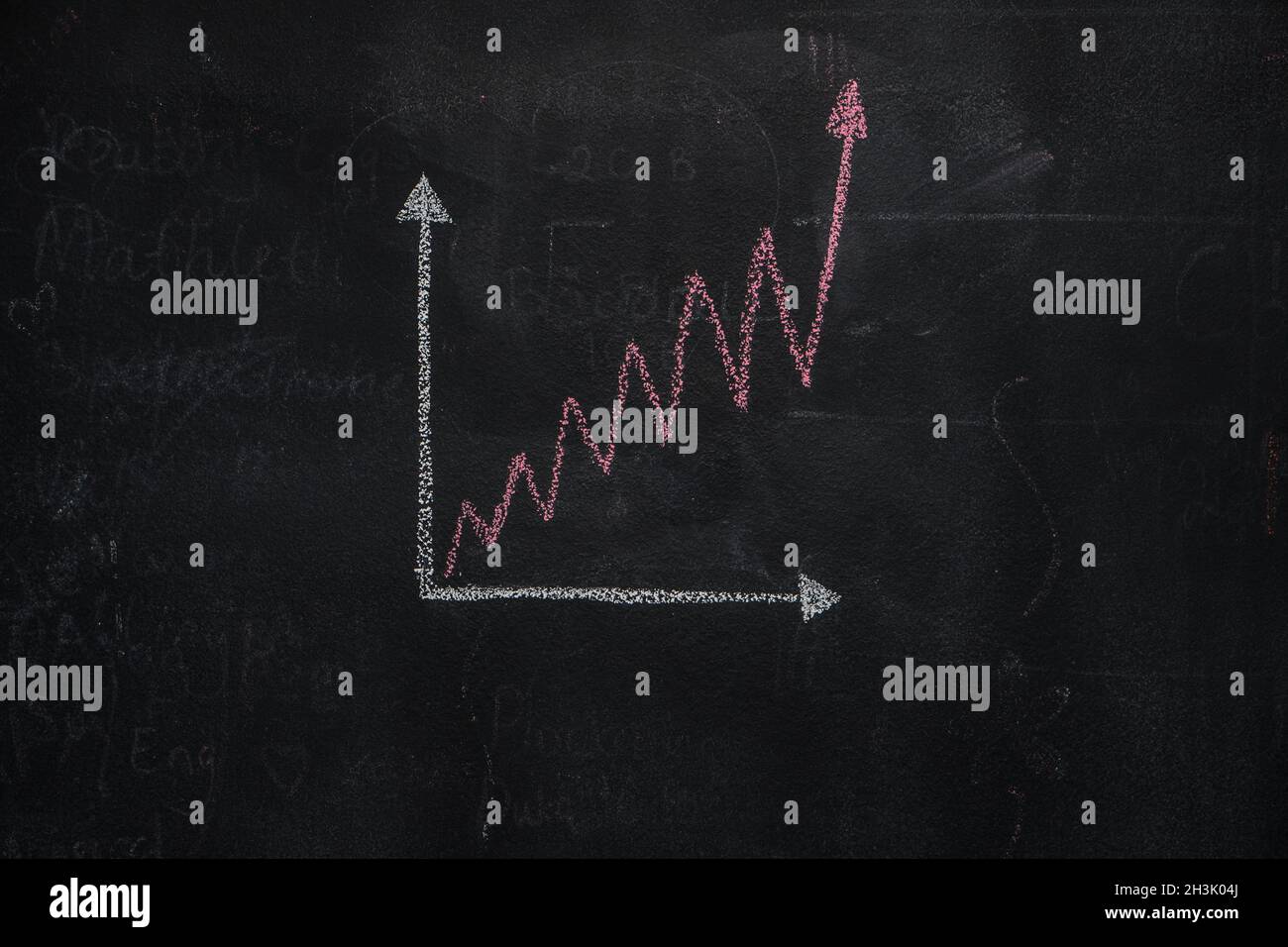 Chalkboard with finance business graph showing upward trend Stock Photo ...
