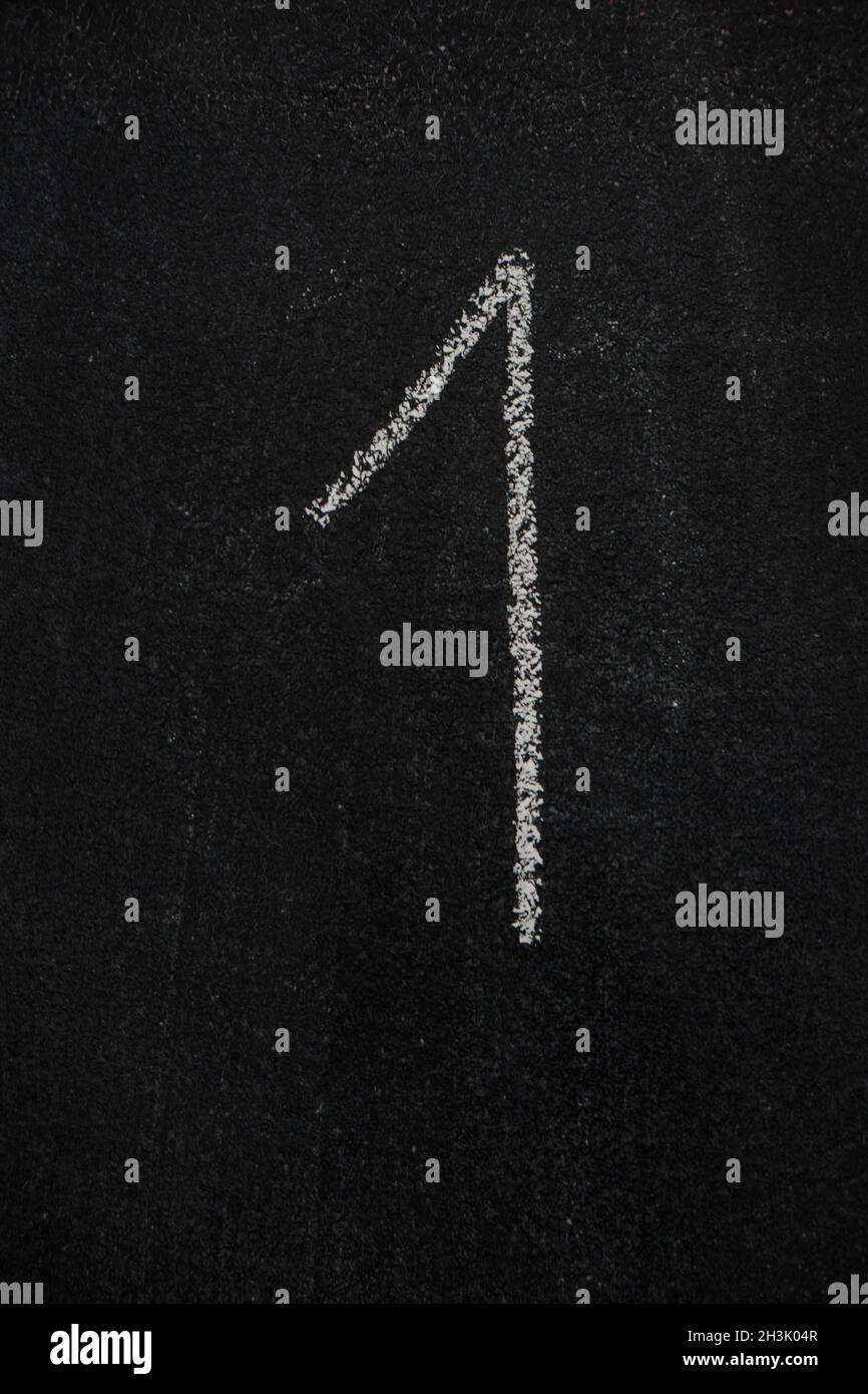 Number 1, one on black chalkboard Stock Photo - Alamy