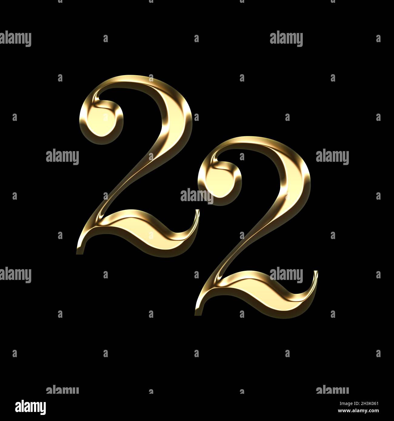 golden number 22 illustration on black background - 2022 year - 22 age ...