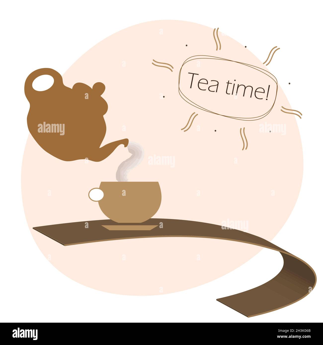 tea time logo illustration Stock Photo - Alamy