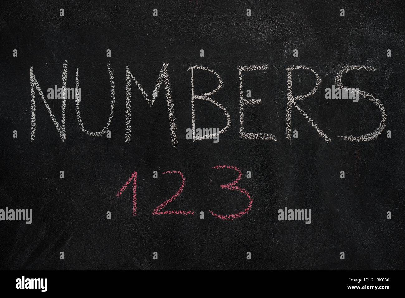 Numbers word and 123 on black chalkboard Stock Photo - Alamy