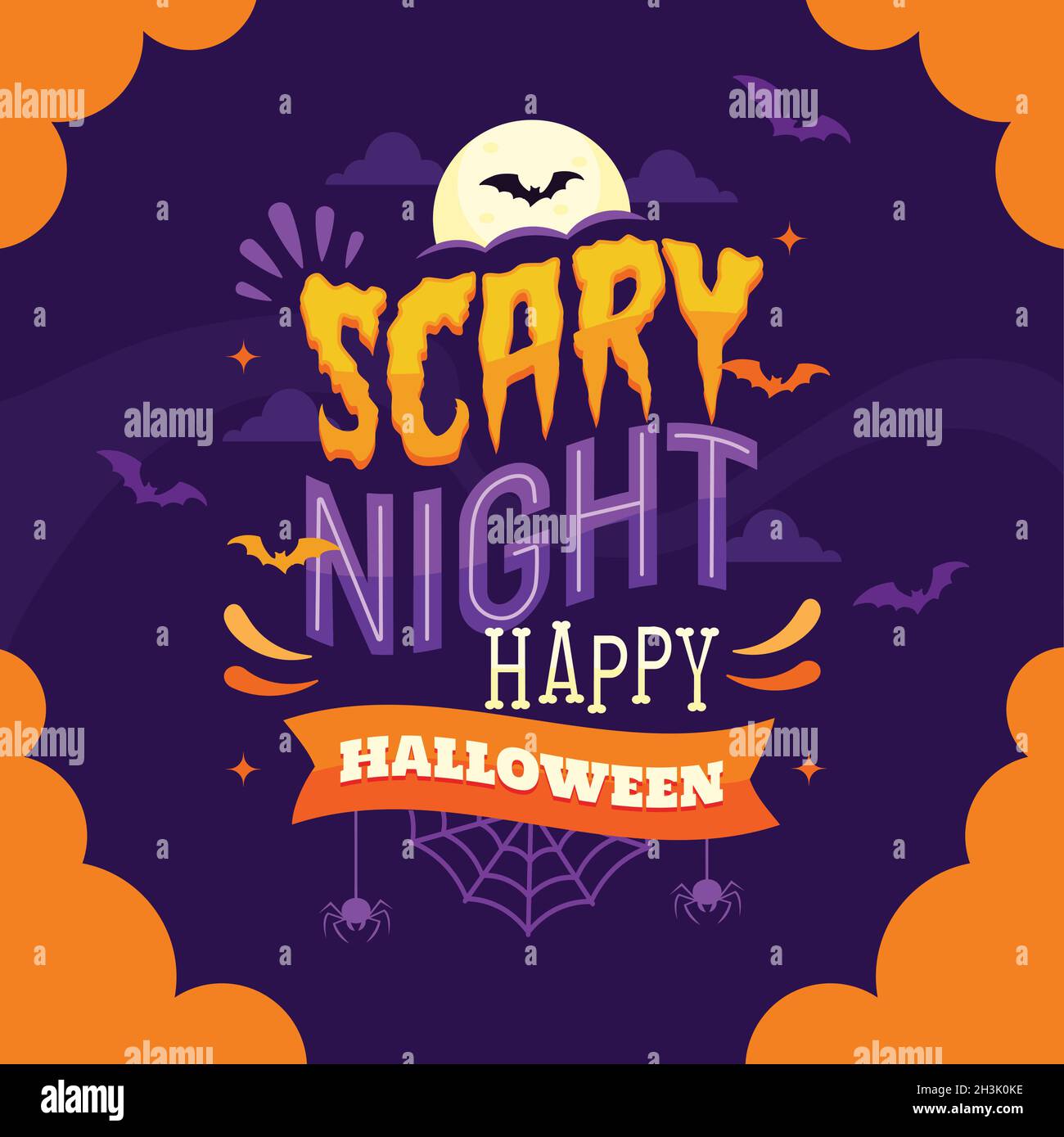 hand drawn flat halloween lettering vector design illustration Stock ...