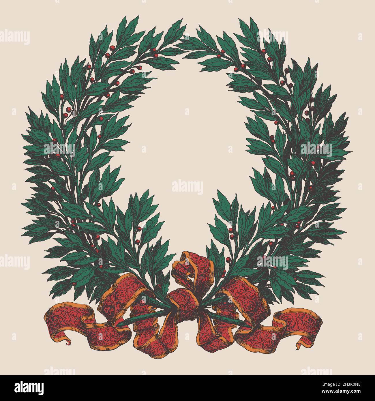 Christmas card pine wreath Stock Vector Images - Alamy