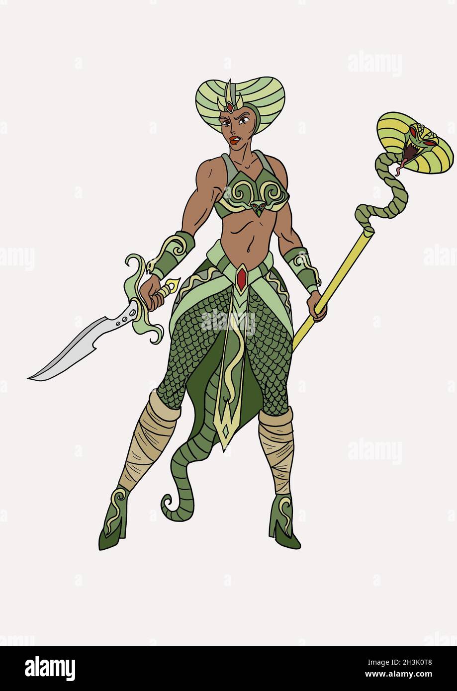 Snake priestess fantasy character illustration art Stock Photo - Alamy