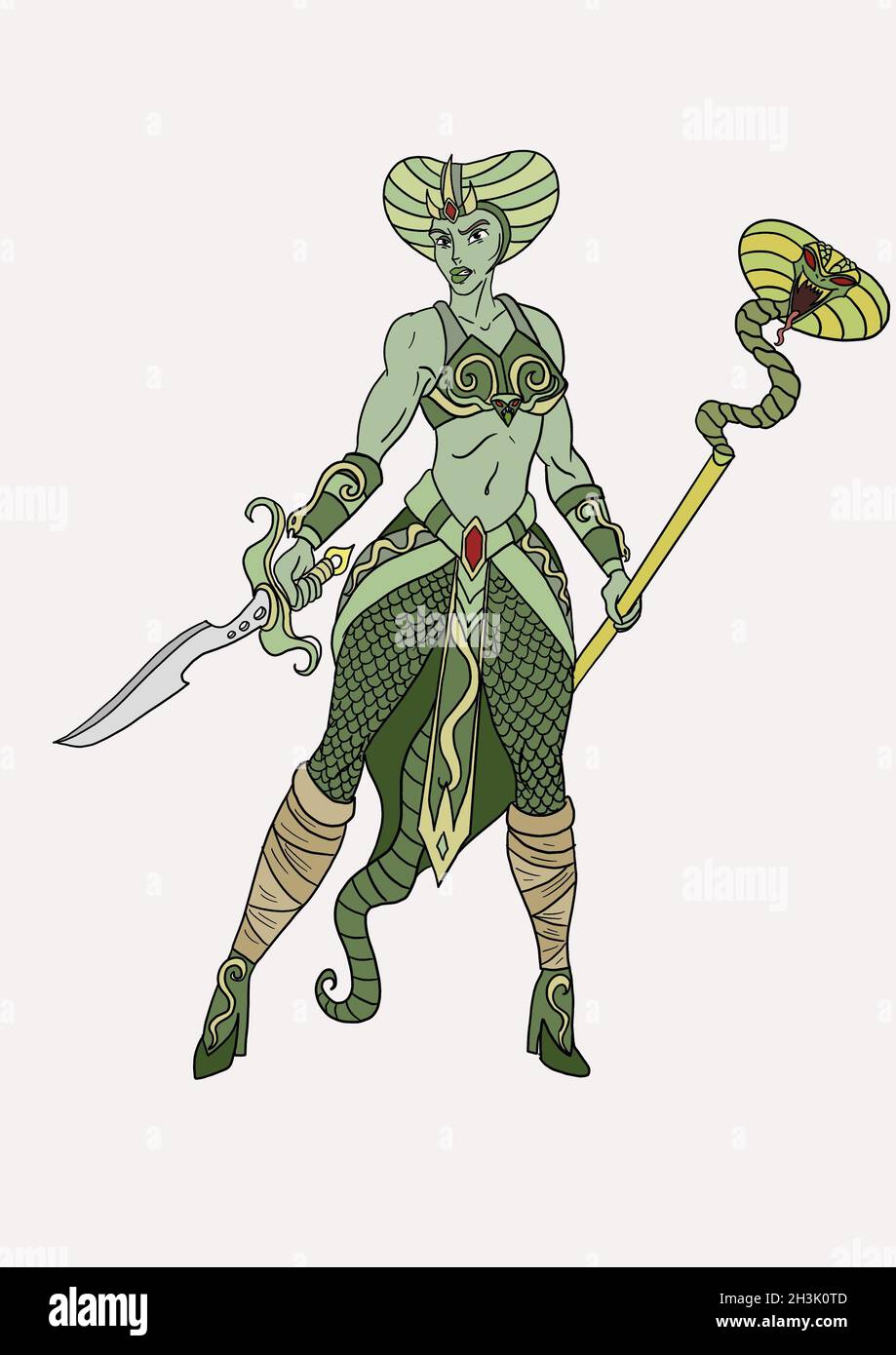 Snake priestess fantasy character illustration art Stock Photo - Alamy