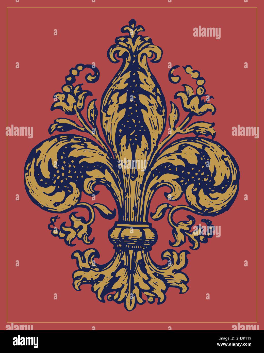 Fleur de lis vintage vector engraving. French symbol of royalty Stock ...