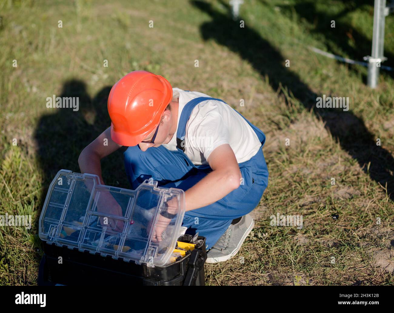 Engineer checking his toolbox Stock Photo - Alamy