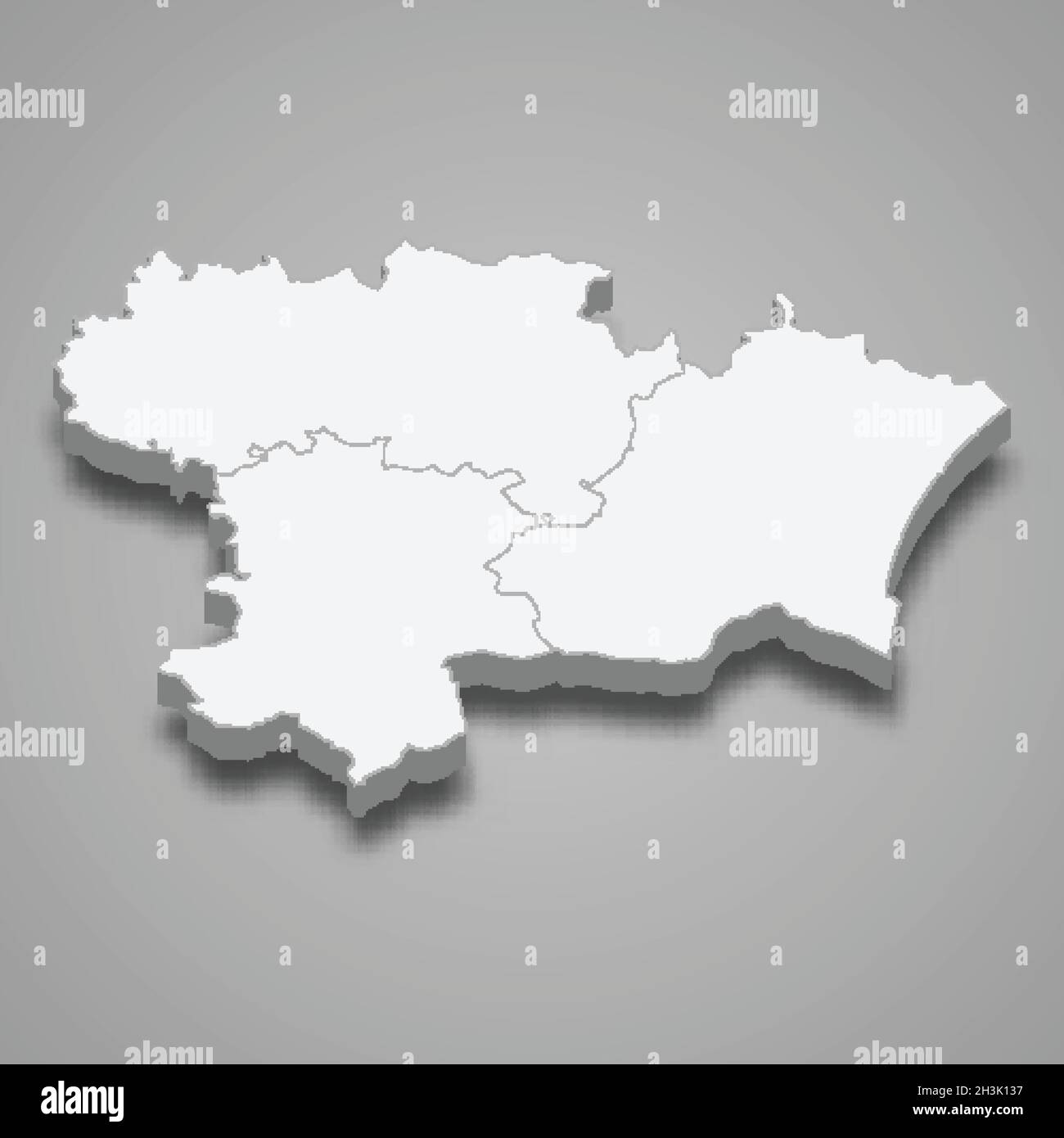 3d isometric map of Aude is a department in France, vector illustration ...