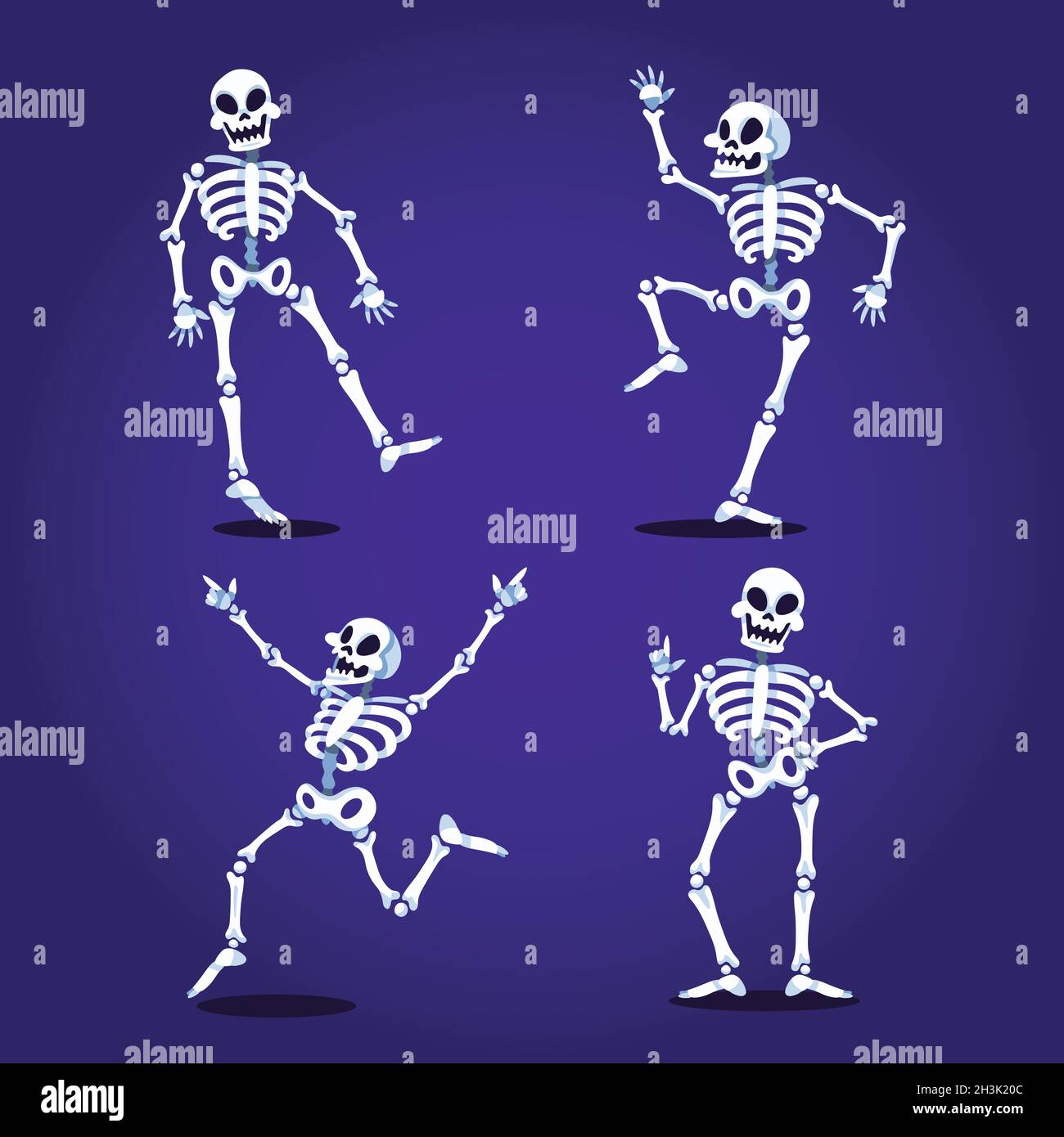 hand drawn flat halloween skeletons collection vector design ...