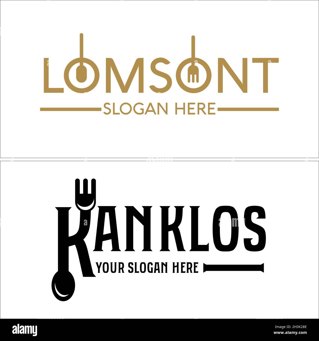 Wordmark restaurant spoon fork icon symbol logo design Stock Vector ...