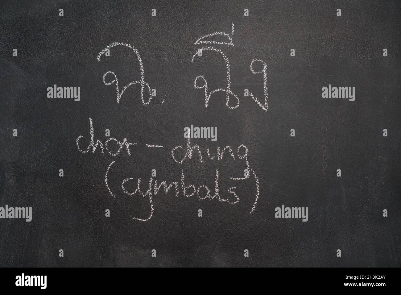 Thai letter written on black chalkboard Stock Photo - Alamy