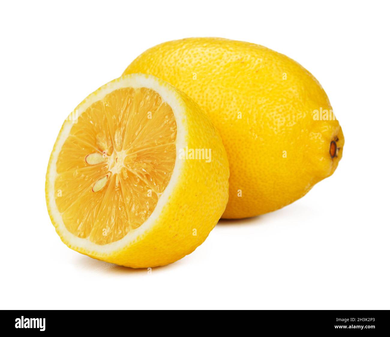 Cut lemon slice isolated on white background Stock Photo - Alamy