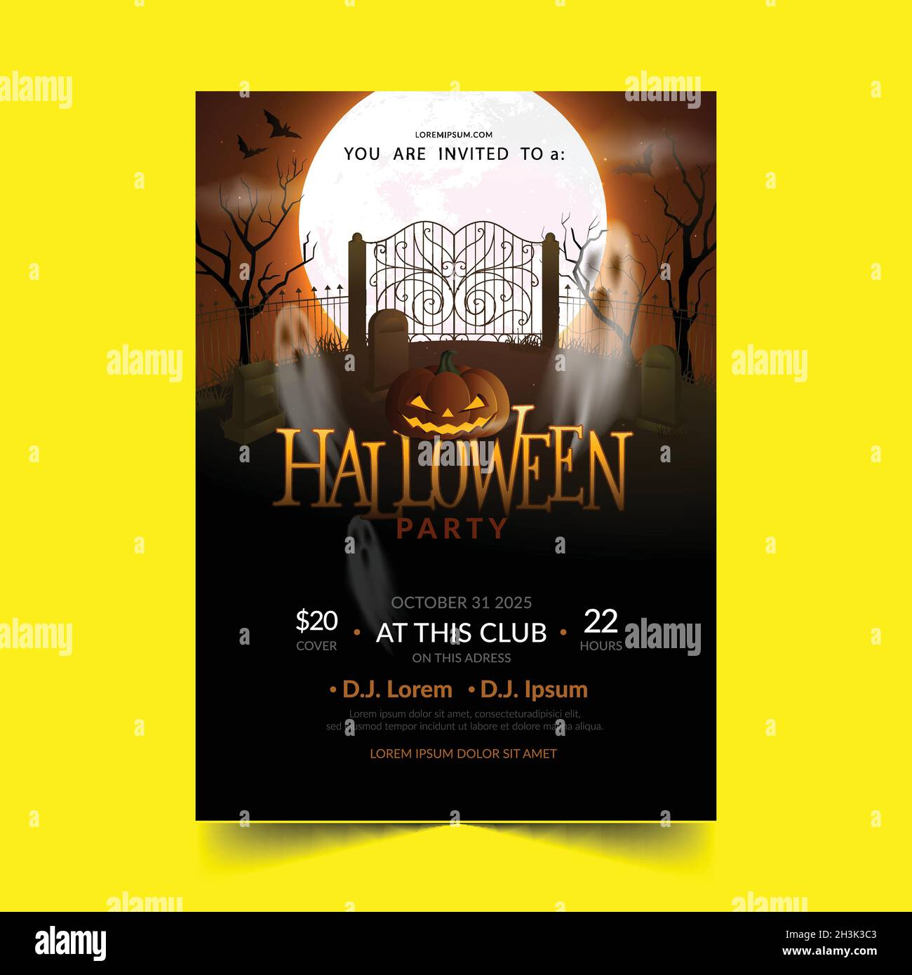 realistic halloween party vertical flyer template vector design ...