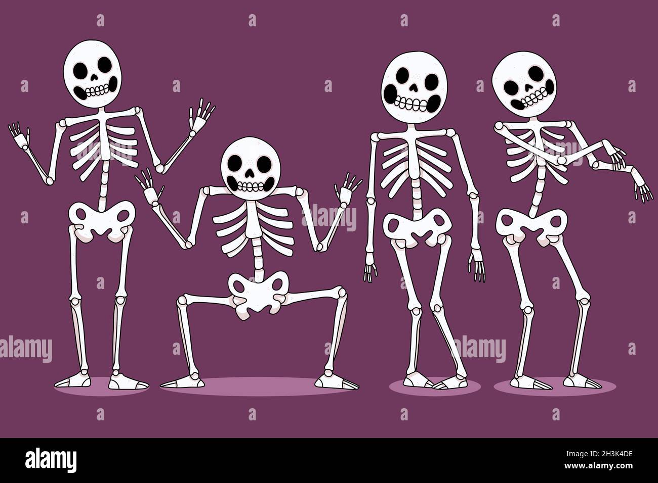 hand drawn halloween skeletons collection vector design illustration ...
