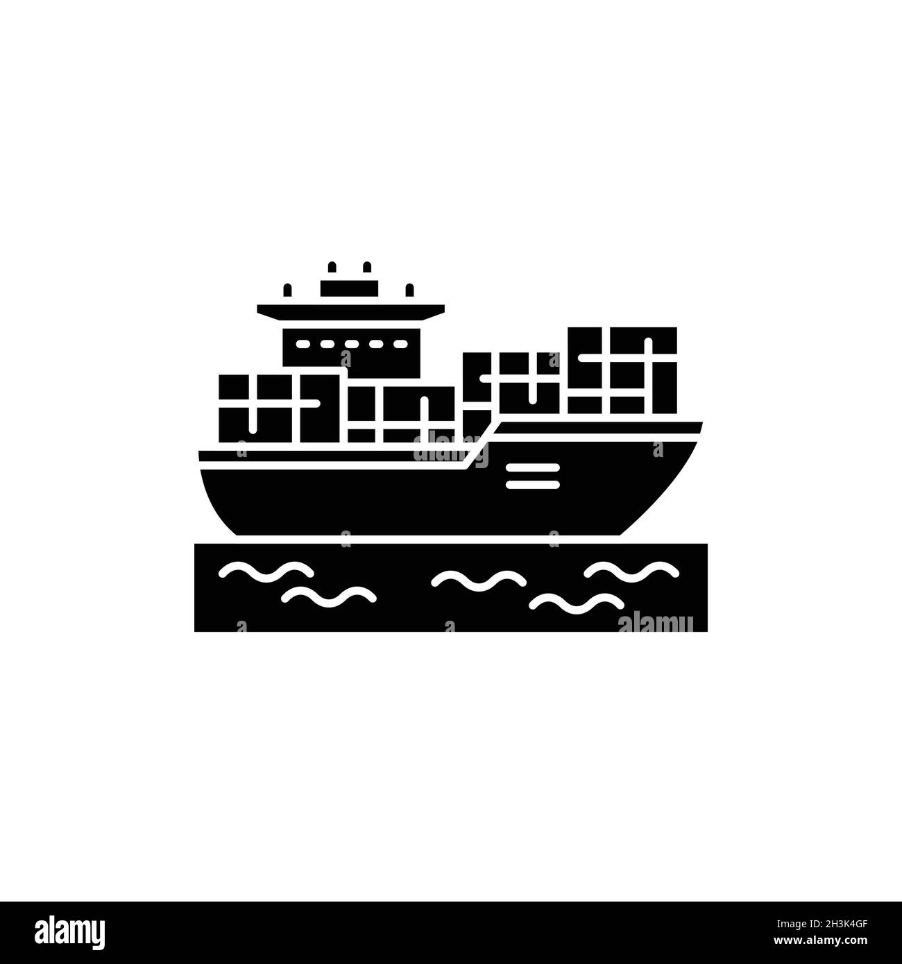 Cargo ship with containers olor line icon. Pictogram for web page ...