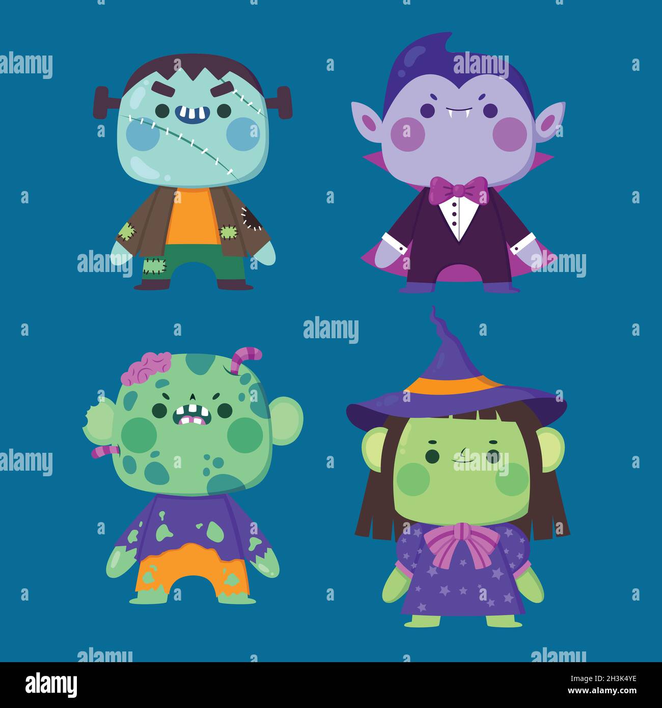hand drawn flat halloween costumes collection vector design ...