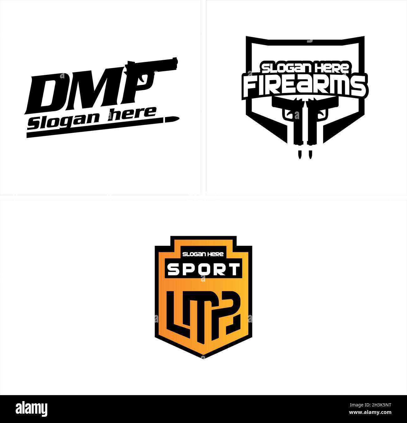 Set of gun bullet emblem logo design Stock Vector Image & Art - Alamy