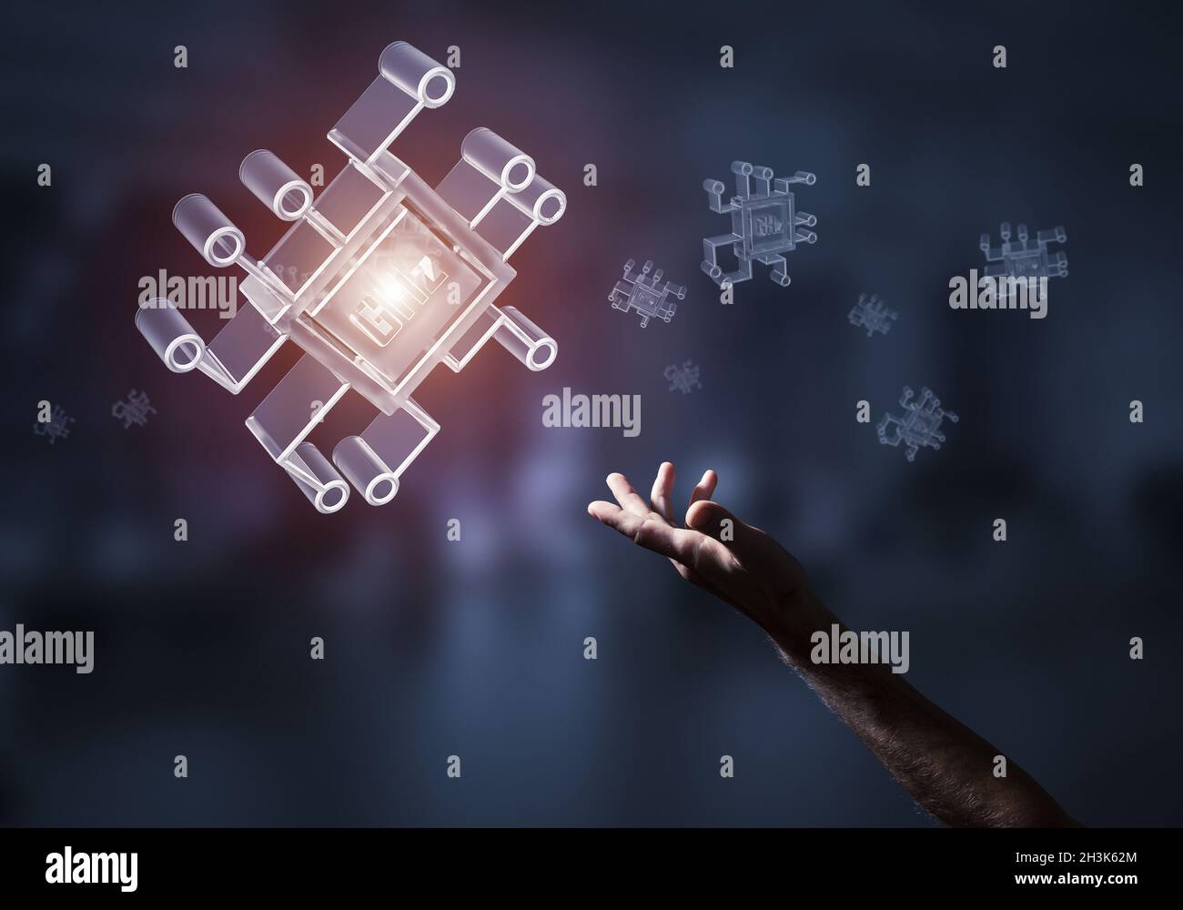 Computing and innovation concept with chip icon. Mixed media Stock ...