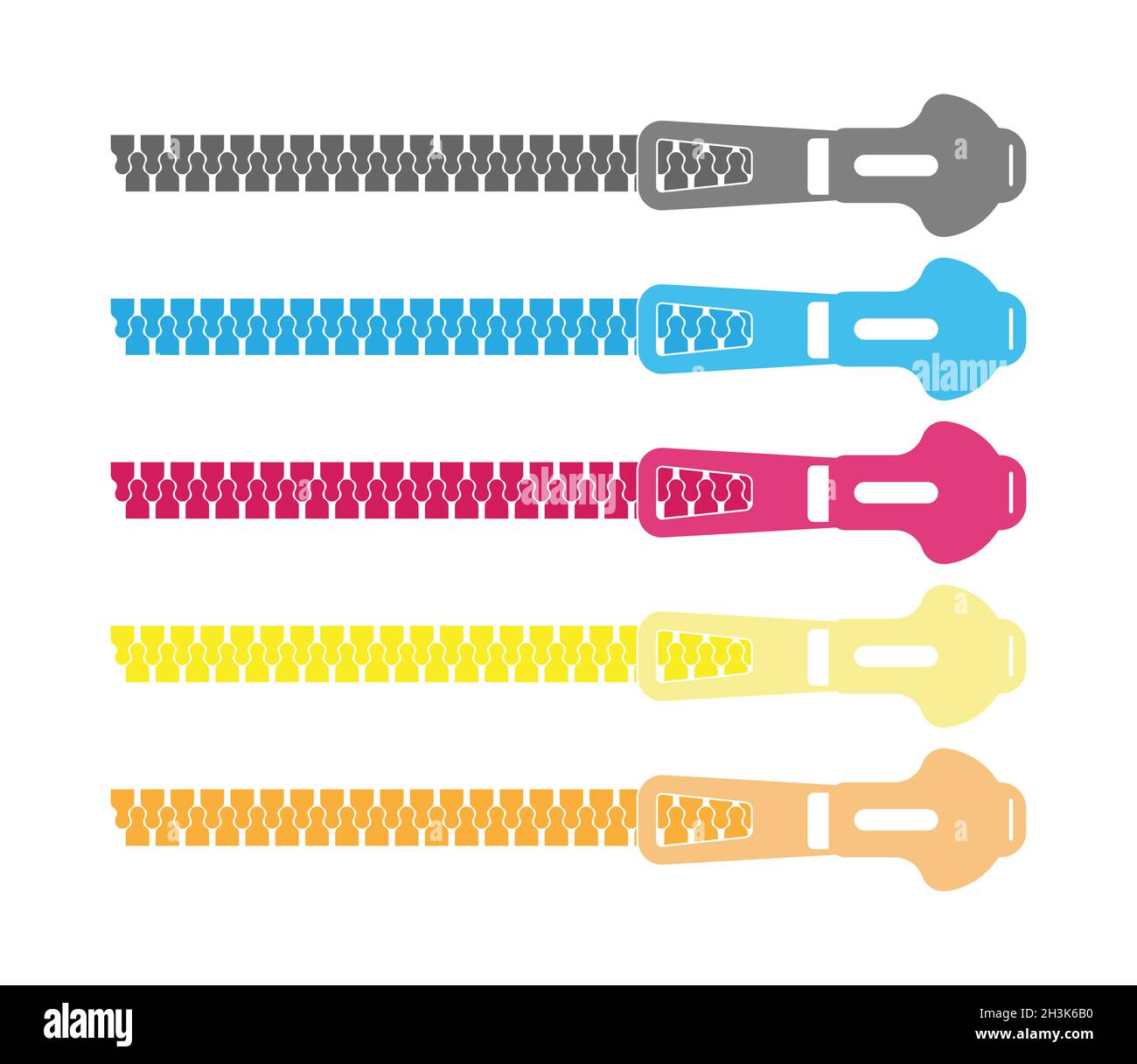 set of a zipper icon on a white background. Multi-colored collection ...
