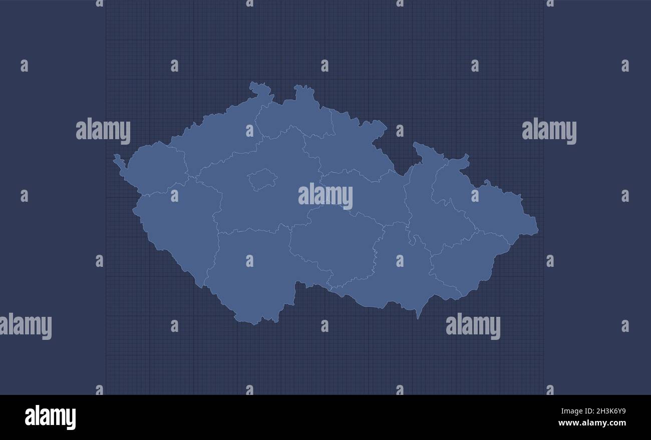 Czech map, separate regions with names, infographics blue flat design ...