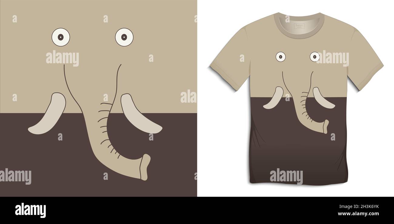 Elephant cartoon, animal motif image, graphic design for t-shirts ...