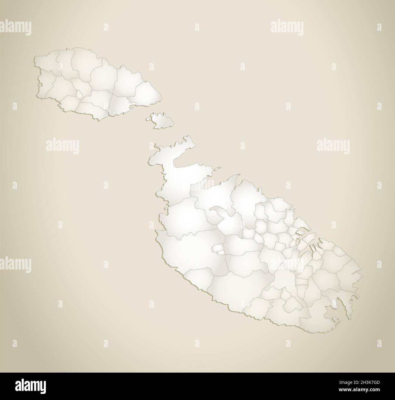 Malta map, administrative division, old paper background blank Stock ...