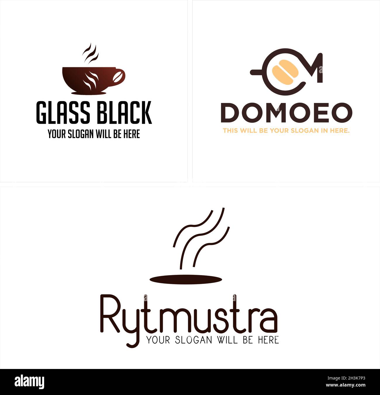 Modern coffee logo design flat brown color style Stock Vector Image ...