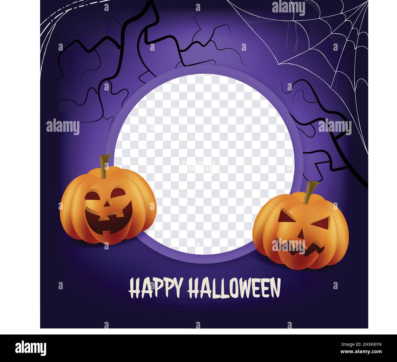 realistic halloween social media frame template vector design ...