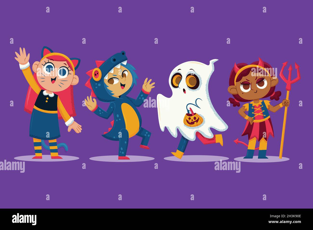 hand drawn halloween costumes collection vector design illustration ...