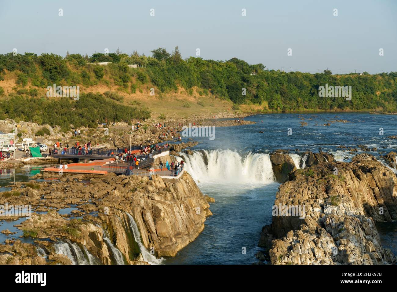 Dhuandhar waterfall at Bhedaghat, Jabalpur, Madhya Pradesh, India. Shot ...