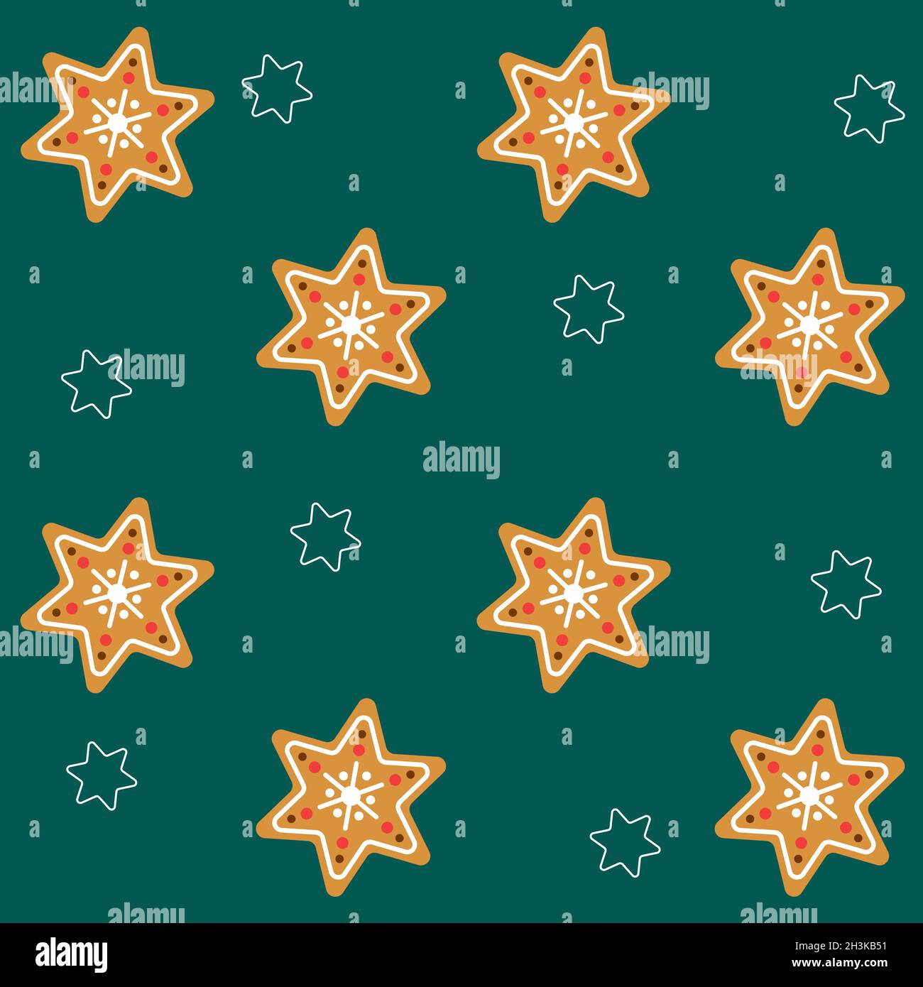 Seamless pattern with gingerbread stars, vector illustration Stock ...