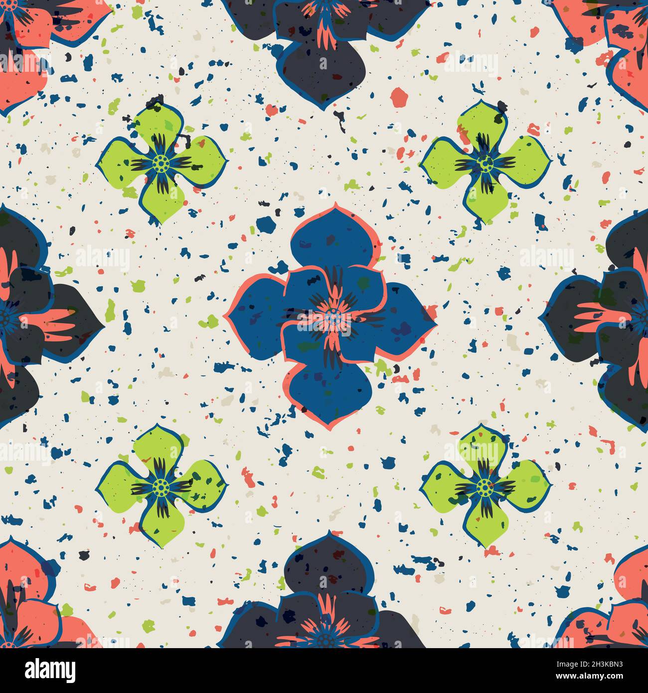 Medieval rose vector pattern seamless background. Azulejo tile style ...