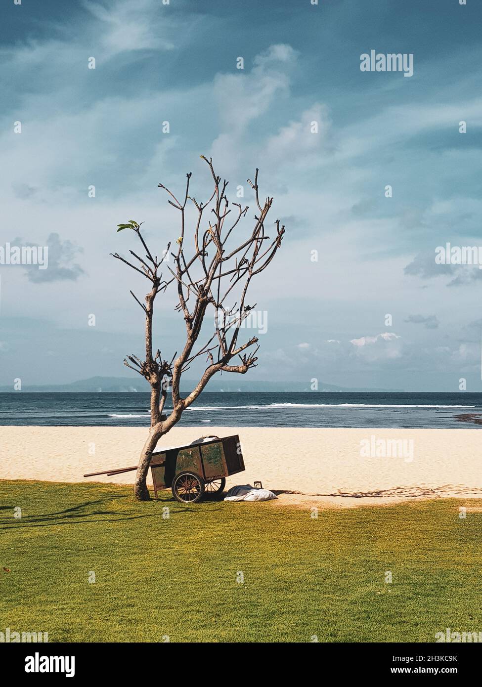 Wheelbarrow on the beach Stock Photo - Alamy