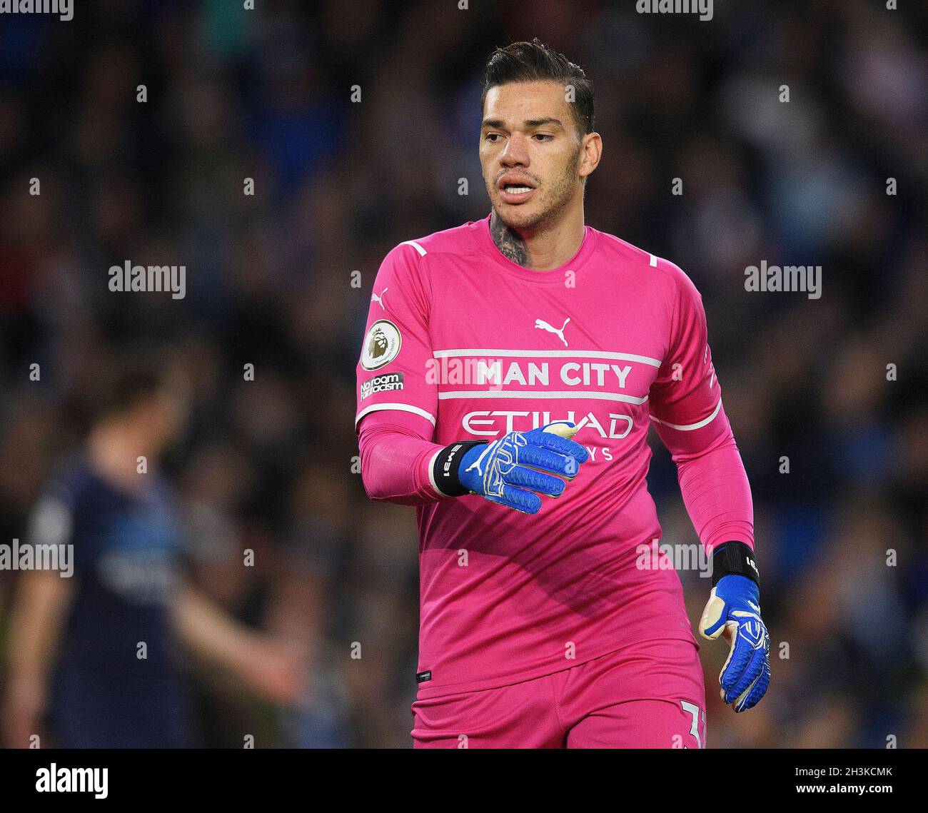 Manchester City's Ederson during the match at the Amex Stadium ...