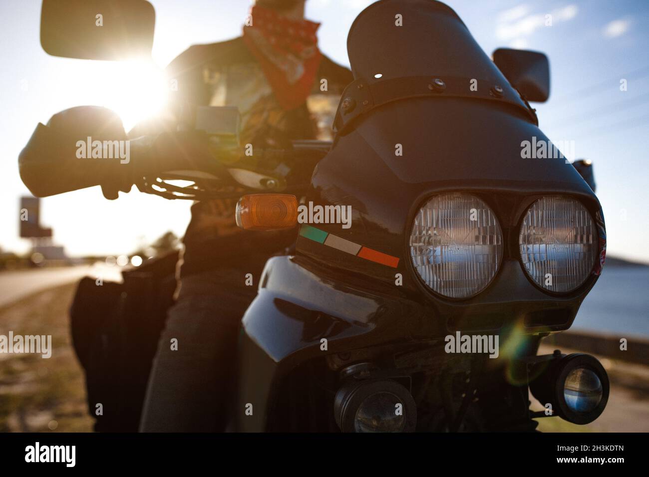 Close view of motorbike headlight Stock Photo - Alamy