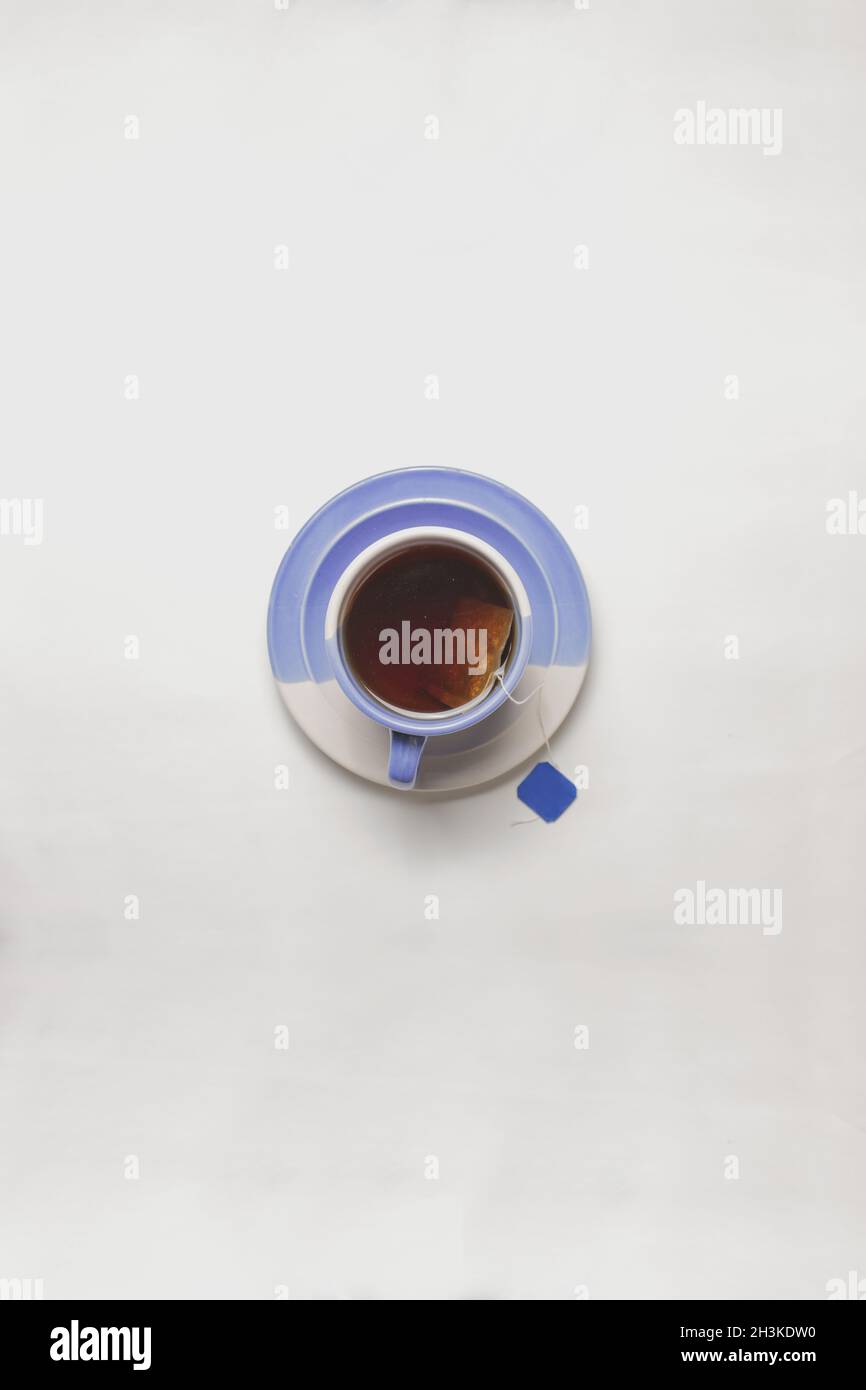 flat lay tea on a white background Stock Photo - Alamy